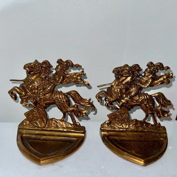Art | Antique Bronze Knight On Horse Armor Bookends Solid Bronze 19th ...
